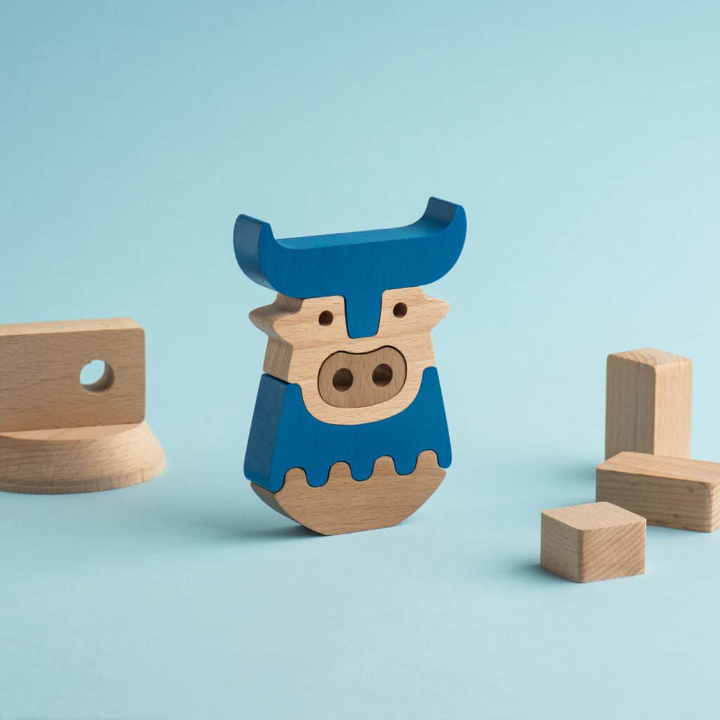 Minotaur - Stacking Puzzle Figure Toy - Handmade Wooden Toy - animi
