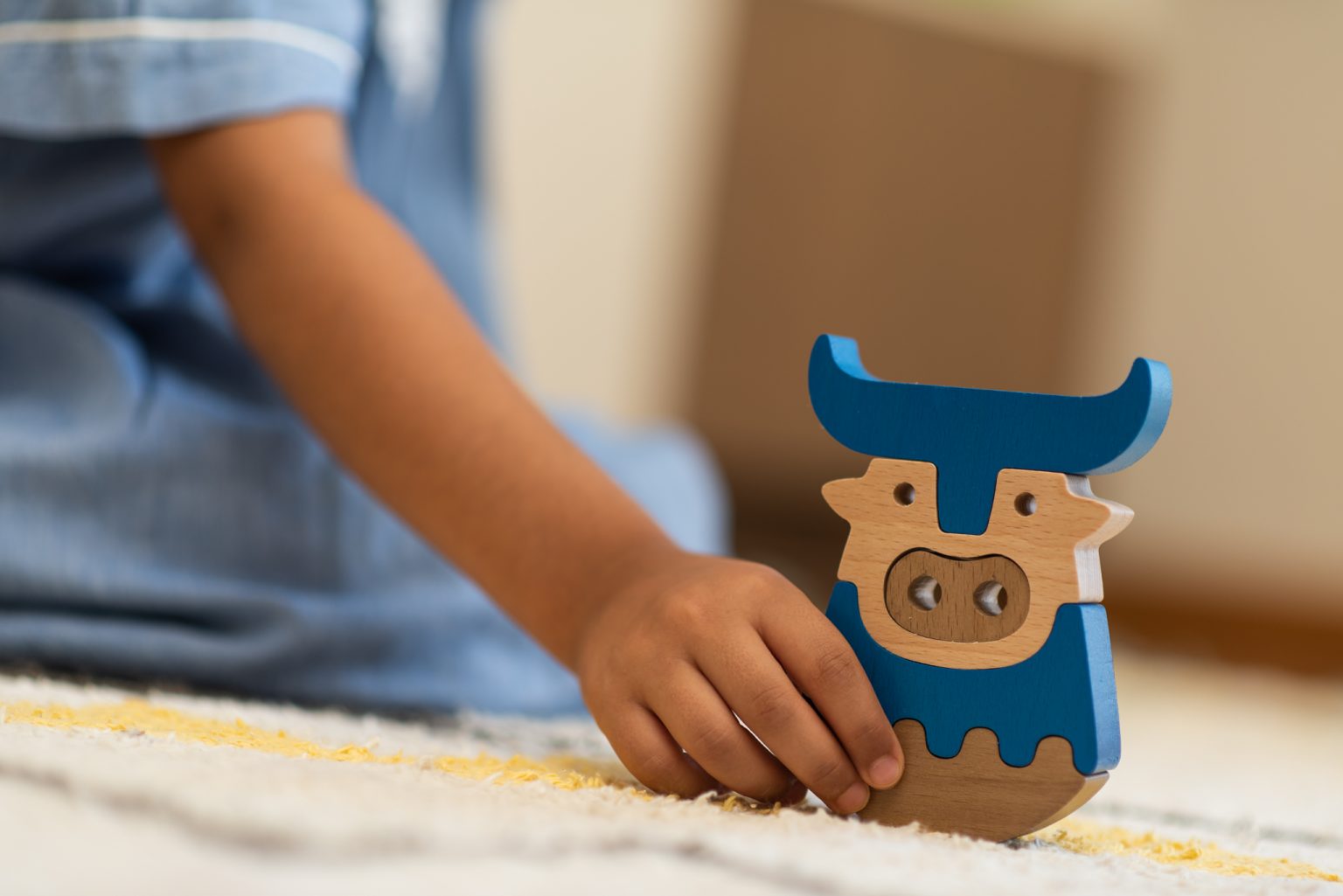 Minotaur - Stacking Puzzle Figure Toy - Handmade Wooden Toy - animi