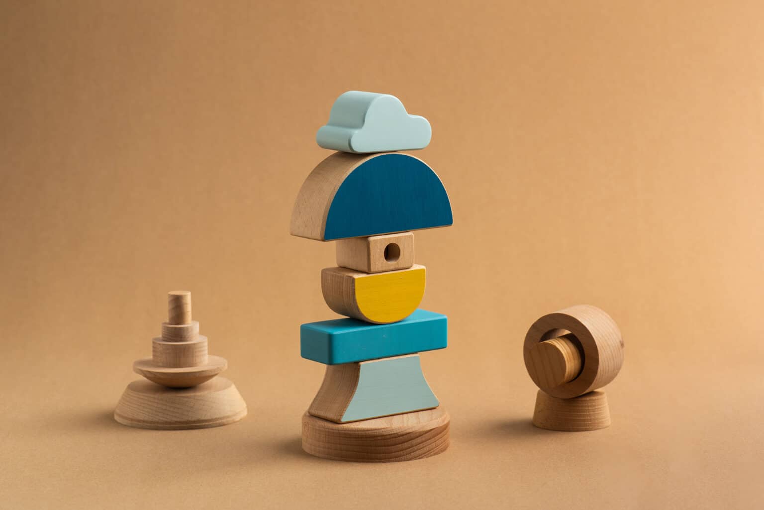 Balloon & Cloud - Stacking Toy - Handmade Wooden Toy - animi