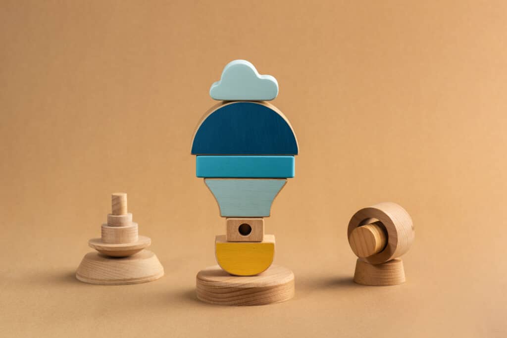Balloon & Cloud - Stacking Toy - Handmade Wooden Toy - animi