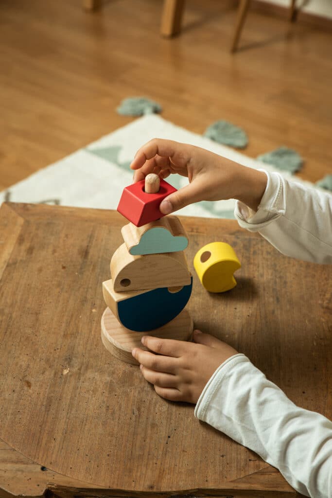 Wave & Boat - Stacking Toy - Handmade Wooden Toy - animi